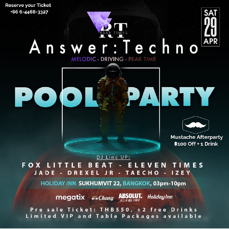 Megatix - Answer: Techno, POOL PARTY | Holiday Inn Bangkok, by Rave Times