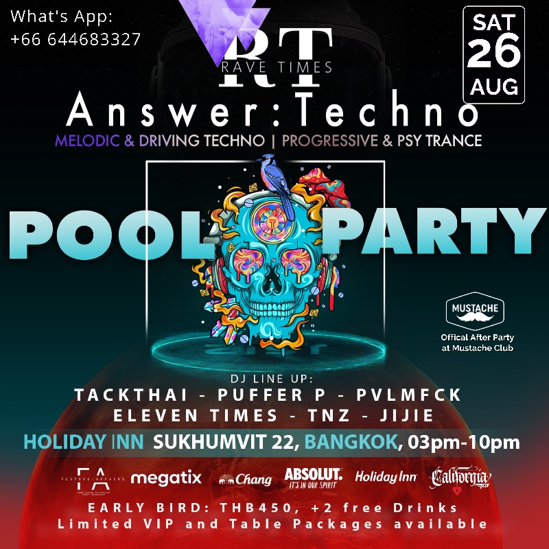 Megatix - Answer: Techno, Psy POOL PARTY | Bangkok Holiday Inn, by Rave ...
