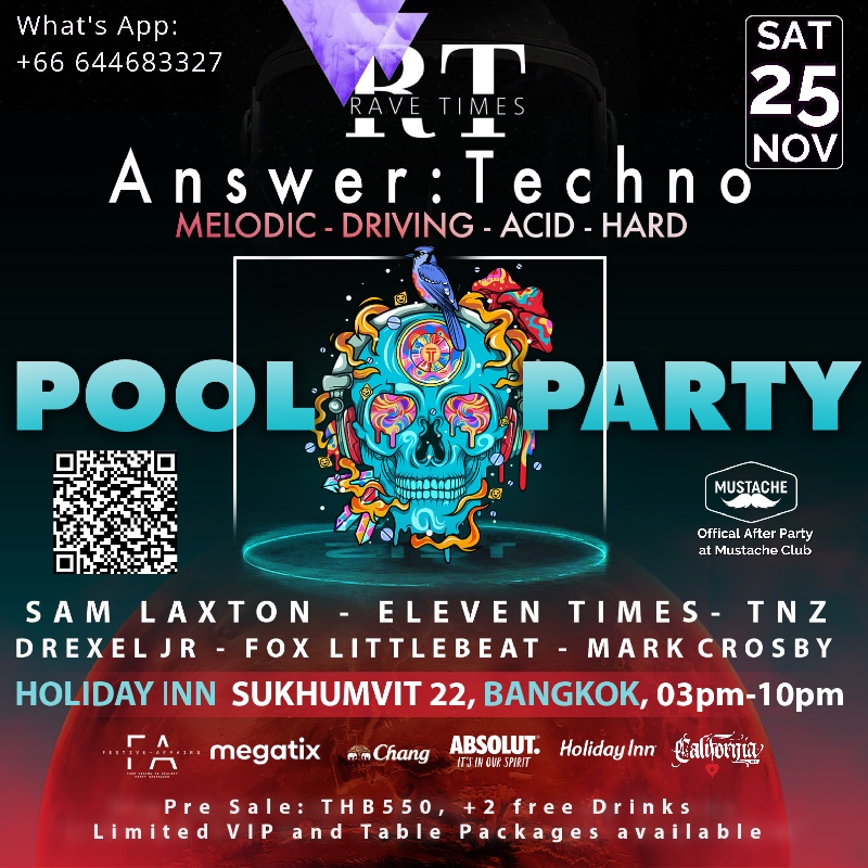Megatix - Answer:Techno_POOL PARTY_Bangkok, HOLIDAY INN_Rave Times 🗓 ...